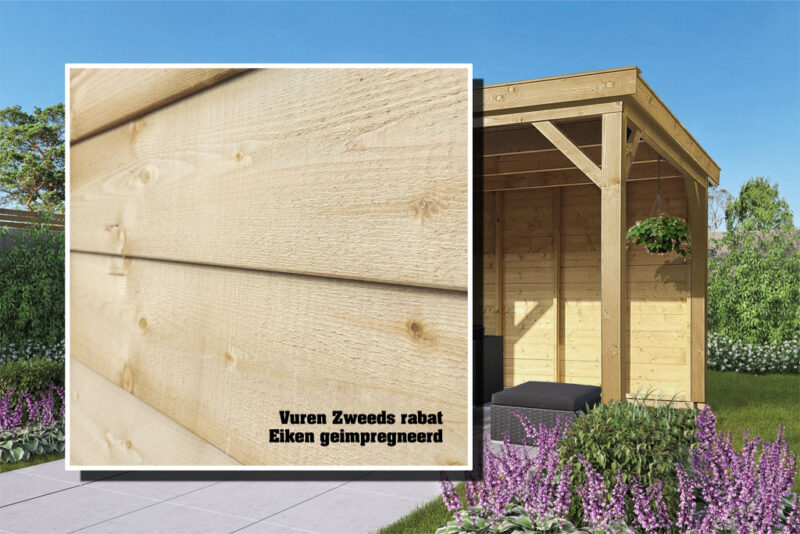 Overkapping geimpregneerd vuren Zweeds rabat 500×350 cm – Houtbouw de Bruin